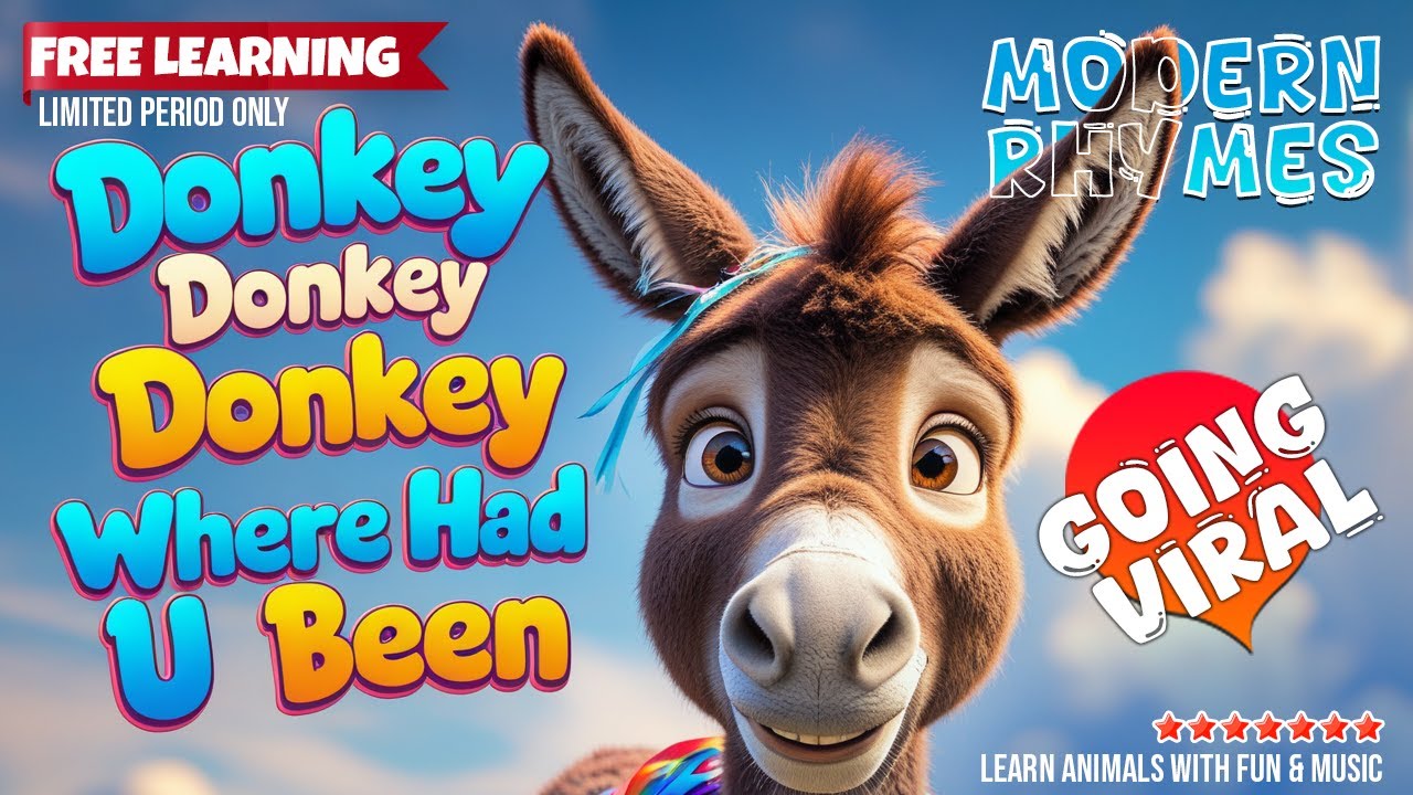 Donkey rhymes nursery preschool childrensong kids kinder animal ...