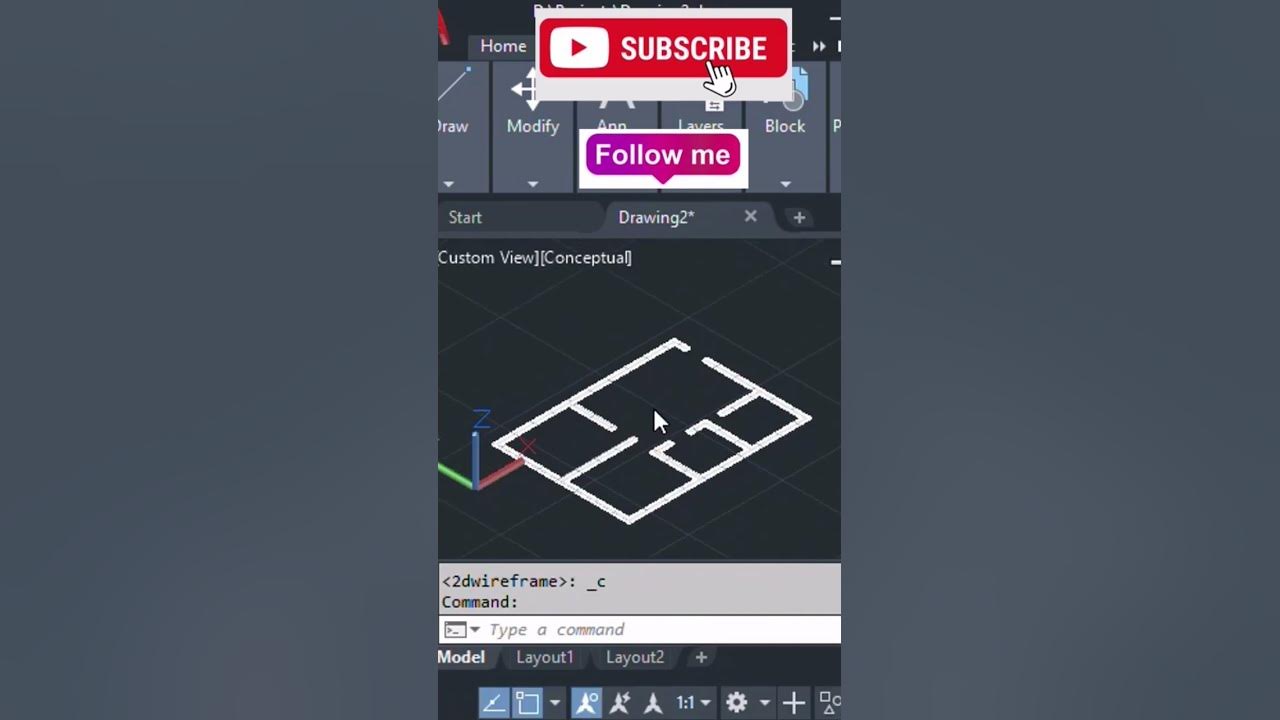 How To Convert 2D floor plan into 3D in AutoCAD|CAD Online class|Extrude| Region # ...