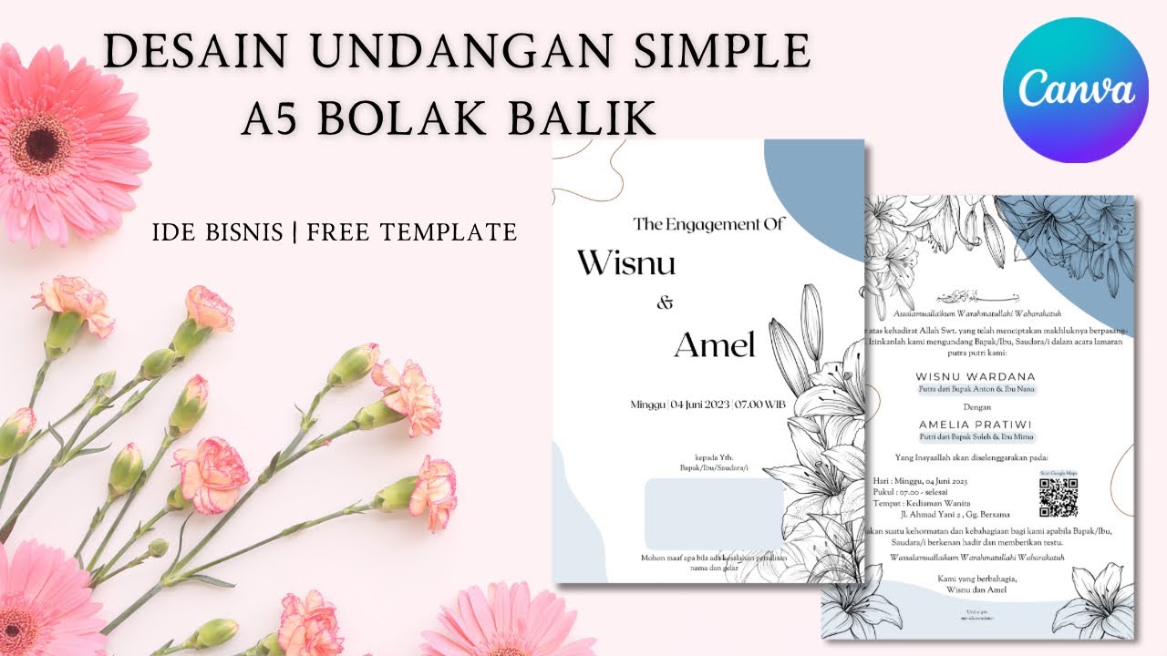 Desain Undangan Sendiri Dengan Canva | FREE TEMPLATE - YouTube