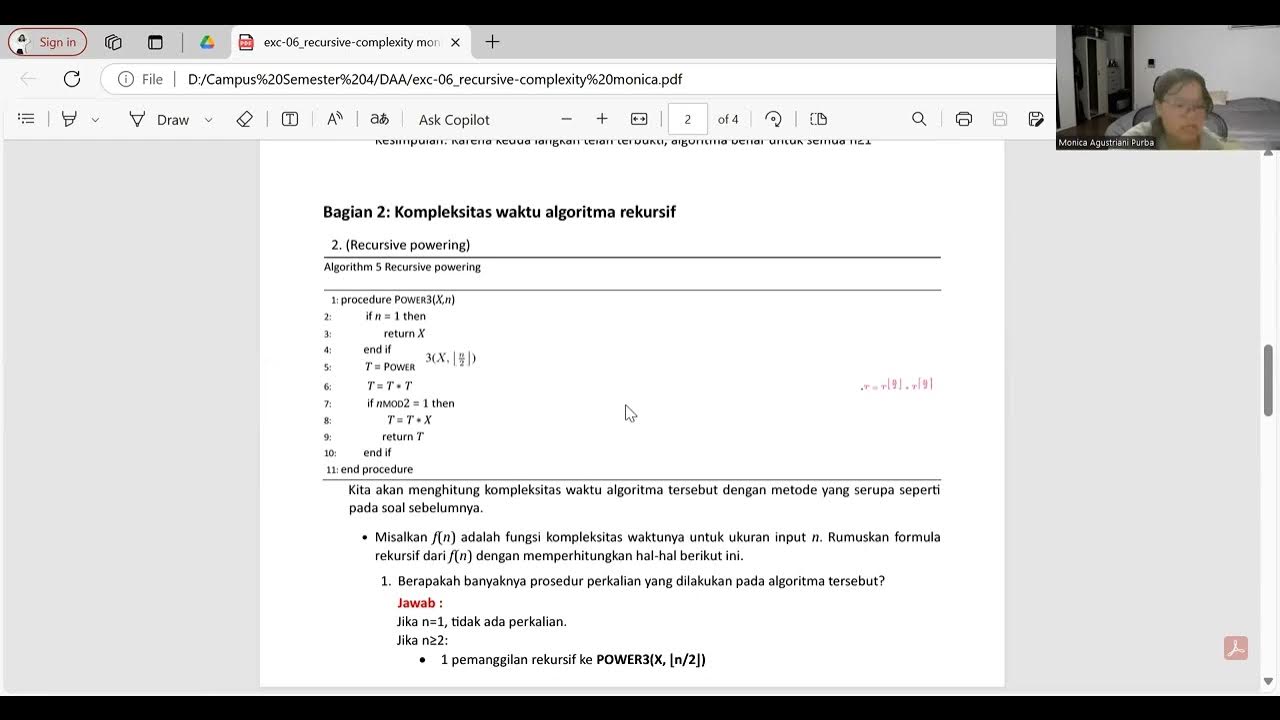 KEBENARAN DAN KOMPLEKSITAS ALGORITMA REKURSIF - YouTube