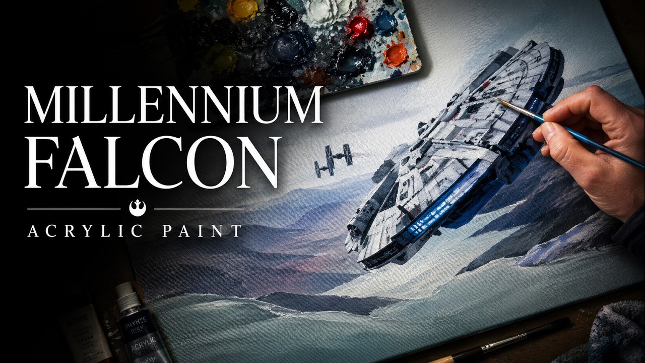 Painting the Millennium Falcon - Acrylic paint - STAR WARS #art - YouTube