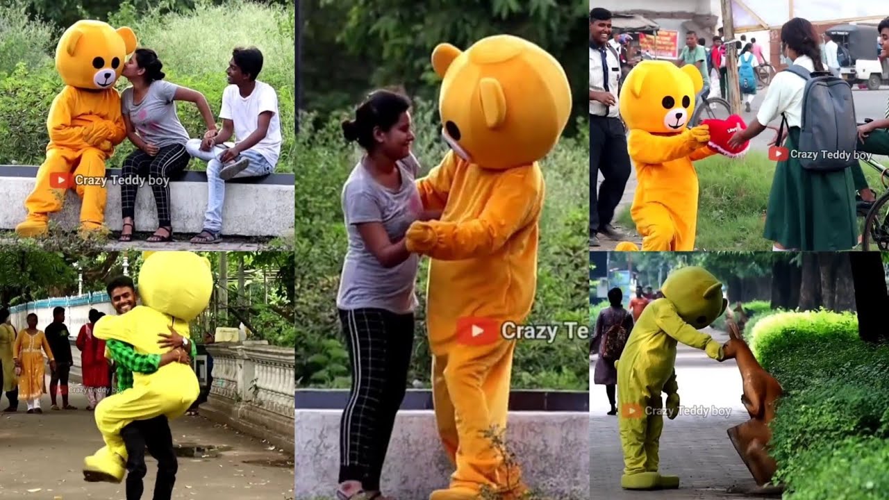 Crazy Teddy bear bakchodi in public place funny reaction 😆 | prank| Crezy Teddy Boy - YouTube
