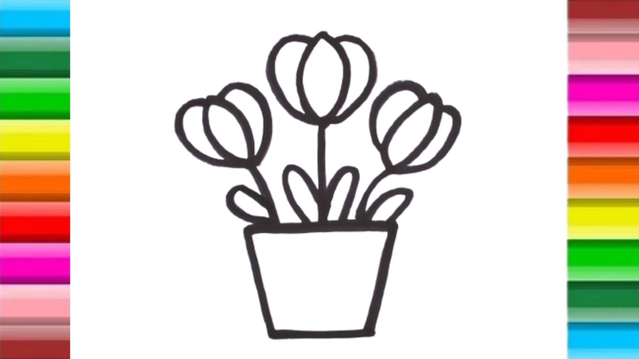 Flower Pot Drawing, How to Draw Flower Pot || Flower Vase Drawing - YouTube