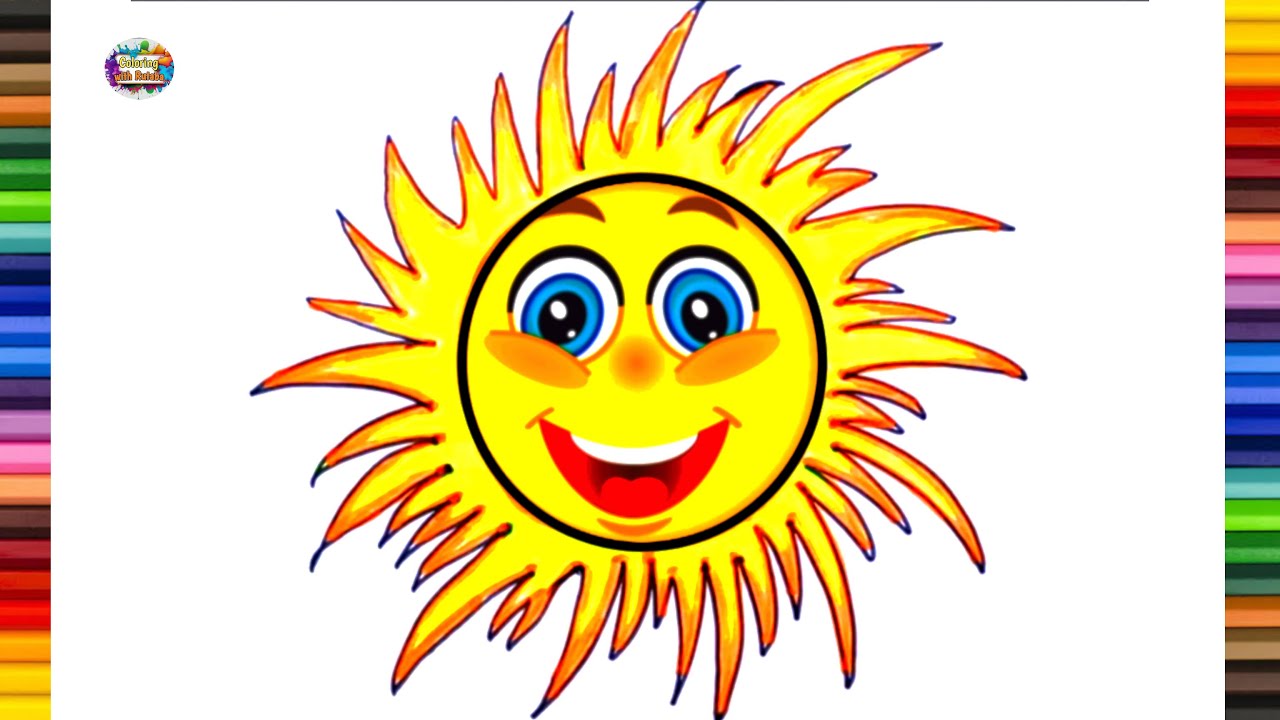 Drawing & Coloring the cute Sun step by step tutorial for kids toddlers ...