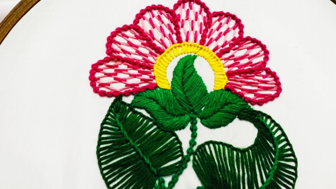 Hand Embroidery :- Checkerd Stitch , Fancy Flower Embroidery Design ...