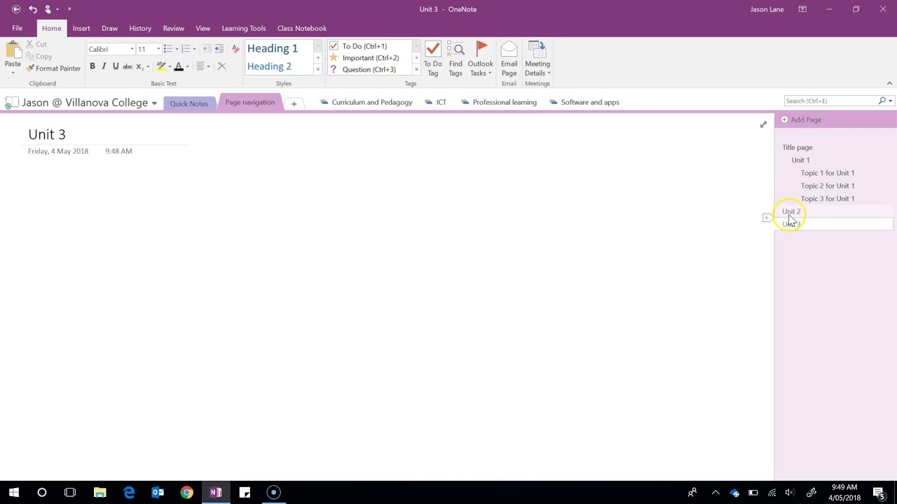 OneNote 2016 Using Pages And Sub Pages To Create Book Navigation YouTube OneNote 2016 Using Pages And Sub Pages To Create Book Navigation YouTube