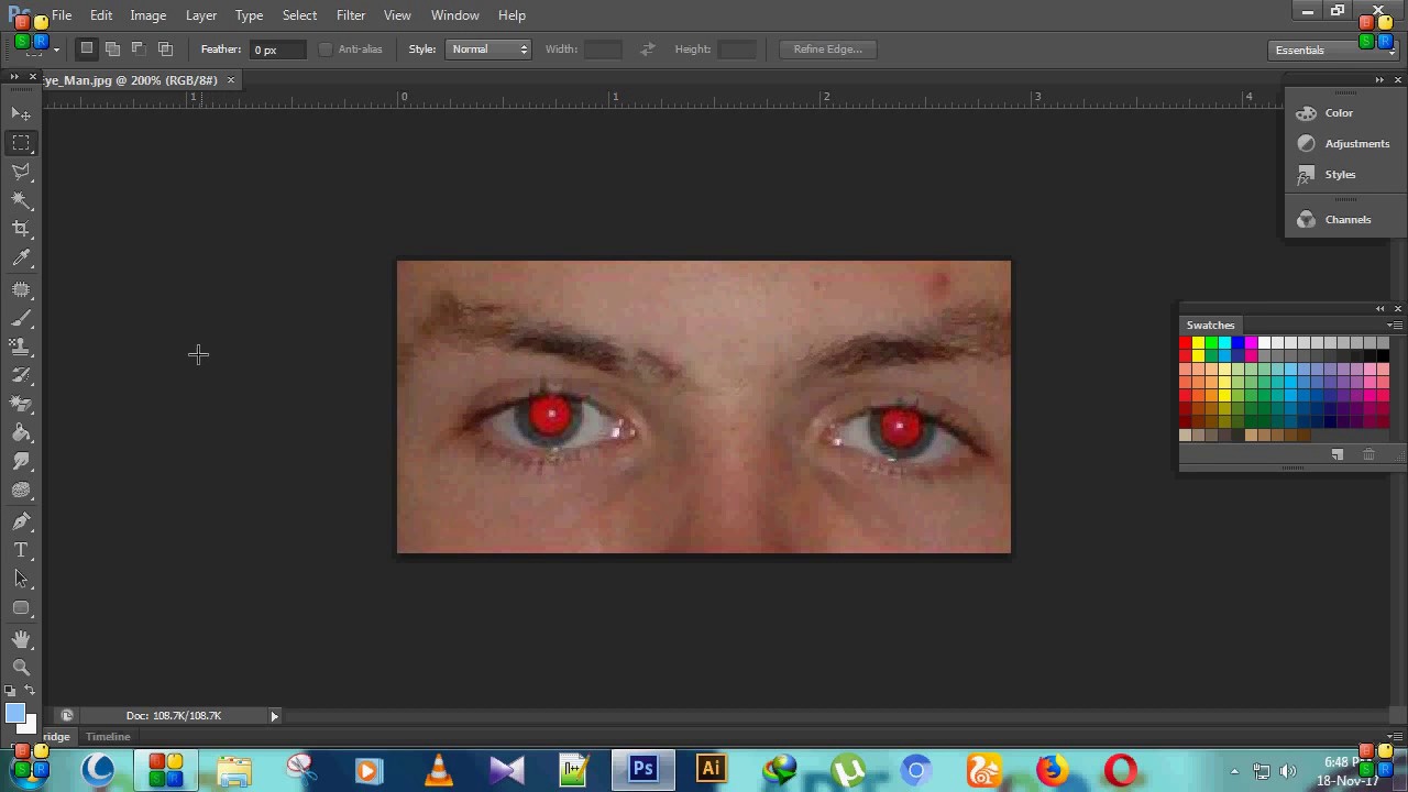 Use of Red eye tool in Adobe Photoshop CS6 - YouTube