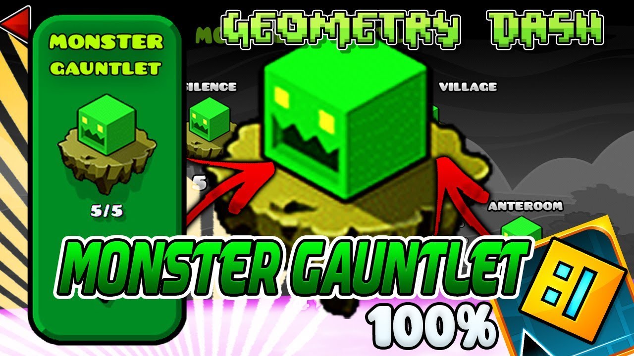 ¡TODOS LOS NIVELES DEL MONSTER GAUNTLET DE GEOMETRY DASH 2.2! (FANMADE ...
