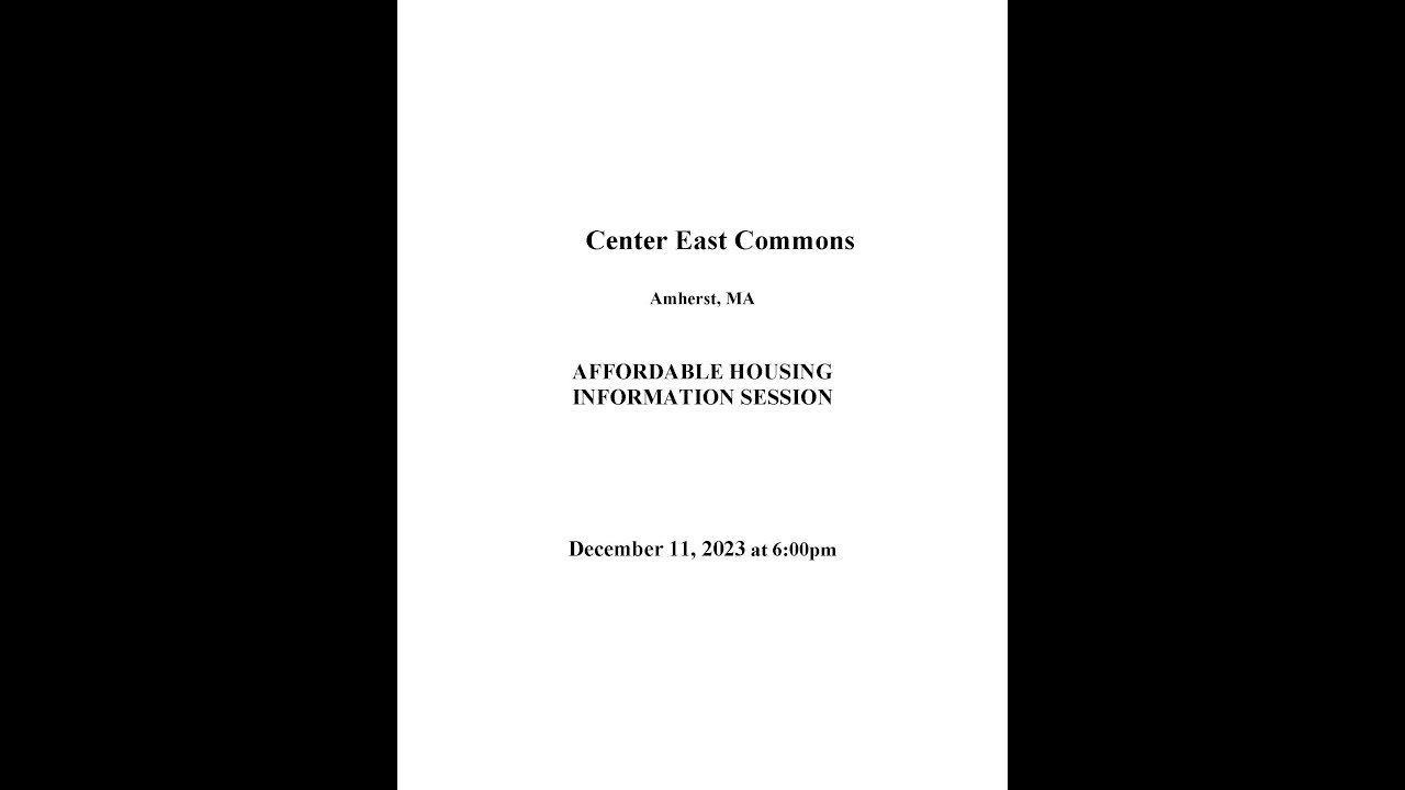 Amherst, Center East Commons - Affordable Housing Informational Session ...