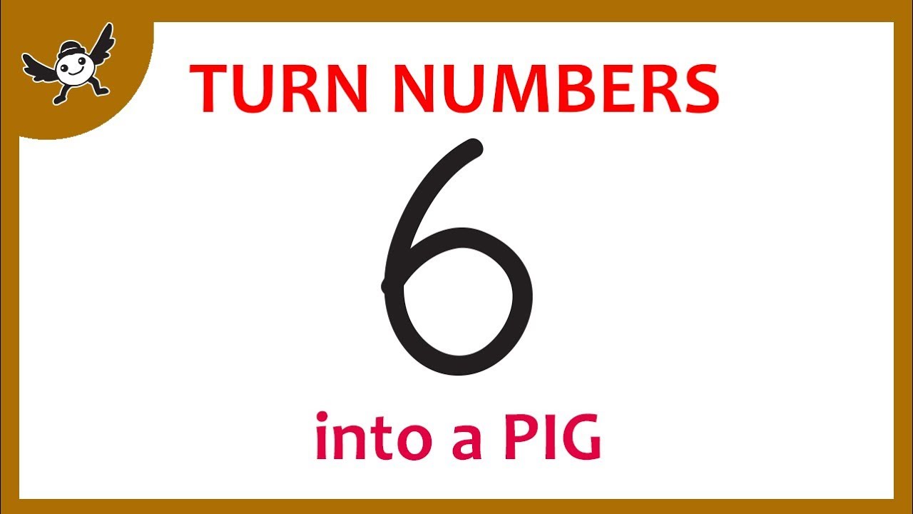 How To Turn Number 6 into Cartoon PIG – Learn Doodle Art on Paper for ...