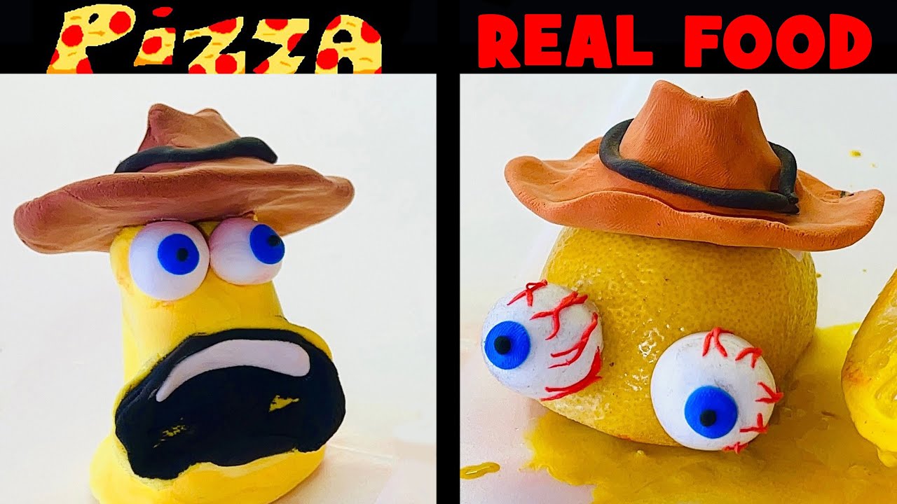 Plasticine Pizza Tower Screaming Meme Vs Real Food Variations. Lemon ...