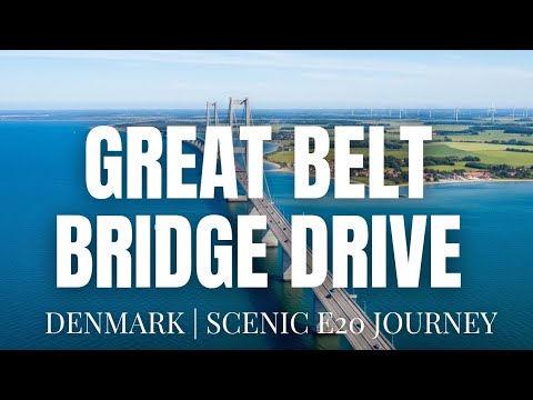 Scenic 4K Drive Across Denmark’s Great Belt Bridge | E20 Highway Road ...