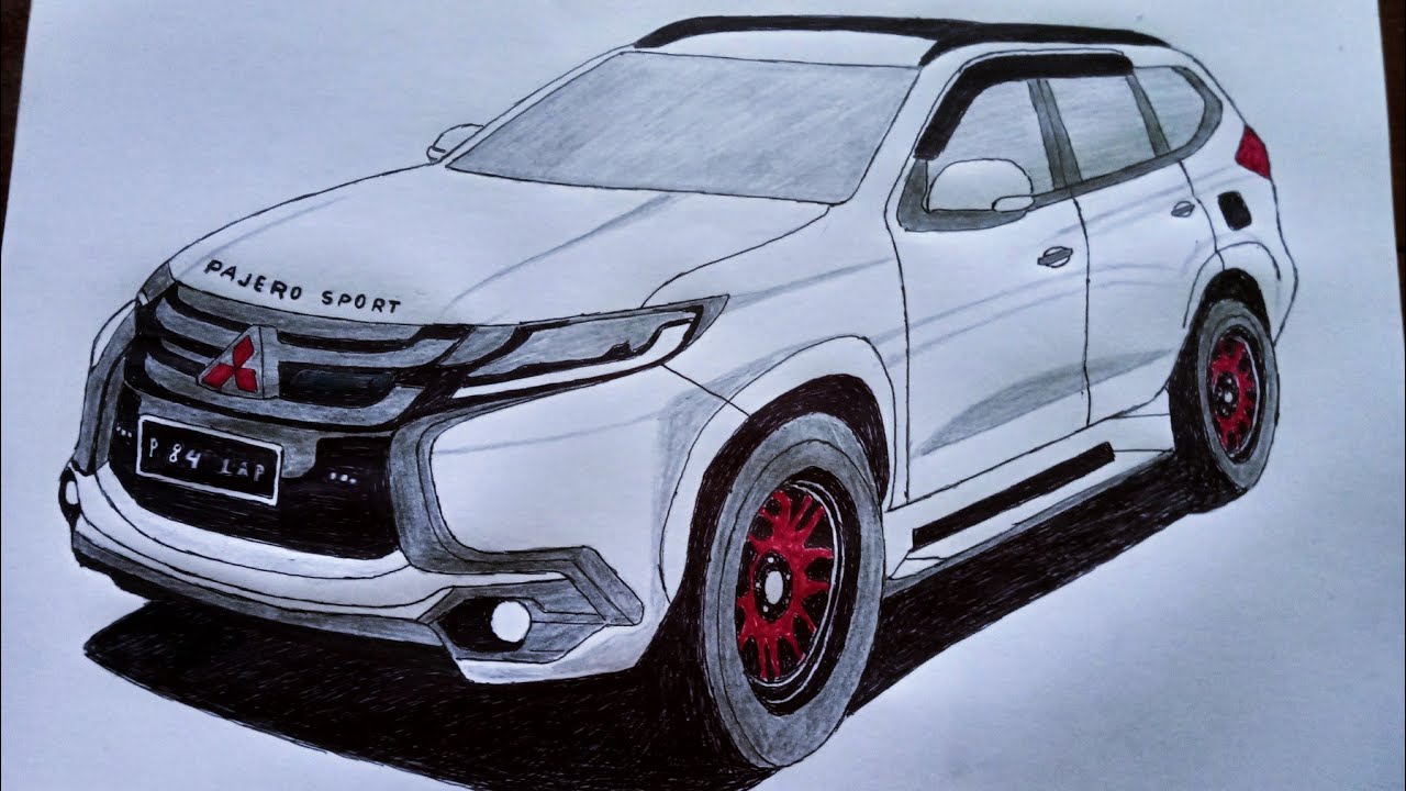 CARA MENGGAMBAR PAJERO SPORT - MENGGAMBAR MOBIL PAJERO - tutorial ...