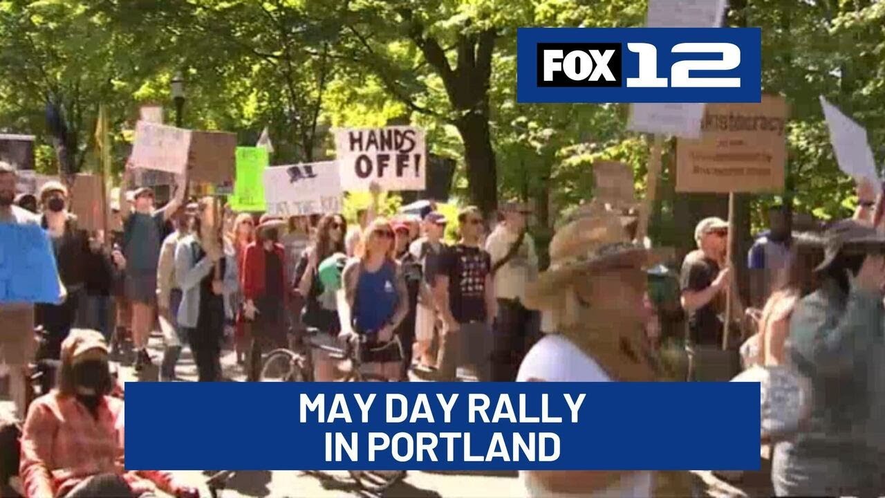 Thousands turn out for peaceful May Day rallies in Portland - YouTube