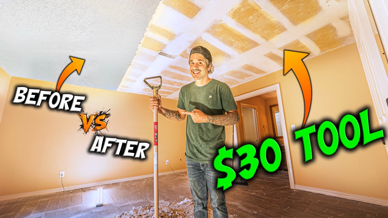 Scrape POPCORN Ceilings in MINTUES with this $30 GARDEN TOOL! - YouTube
