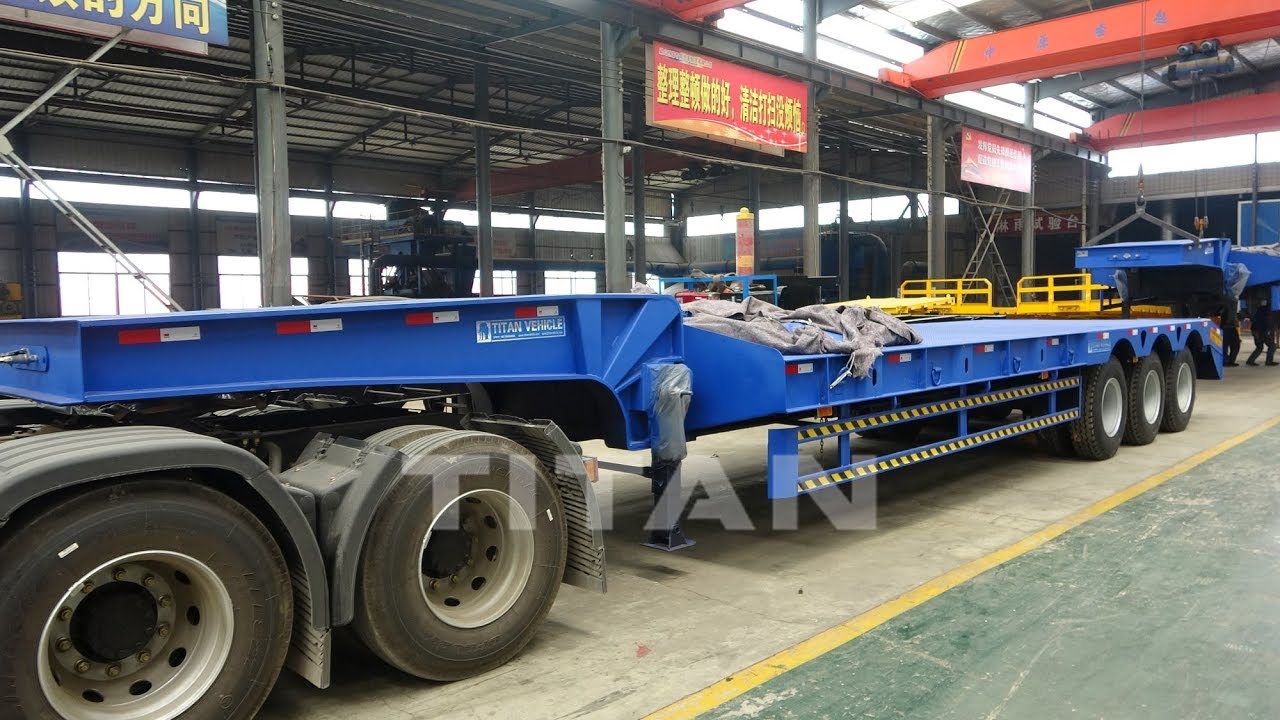 Low loader truck | 80ton three axles back loading heavy load lowbed ...