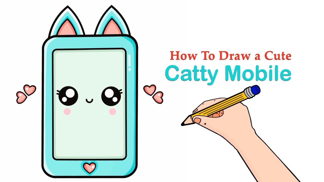 How To Draw a Cute Catty Mobile Easy | Draw Step by Step Cute Mobile ...