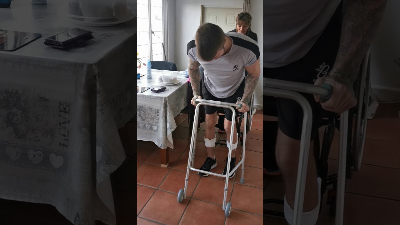 Spinal cord injury Wheelchair to First time walking on a Zimma frame ...