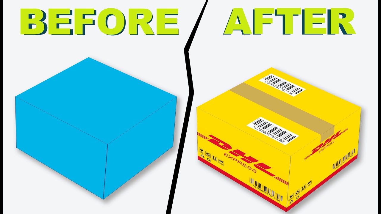 How to create DHL box mockup - YouTube