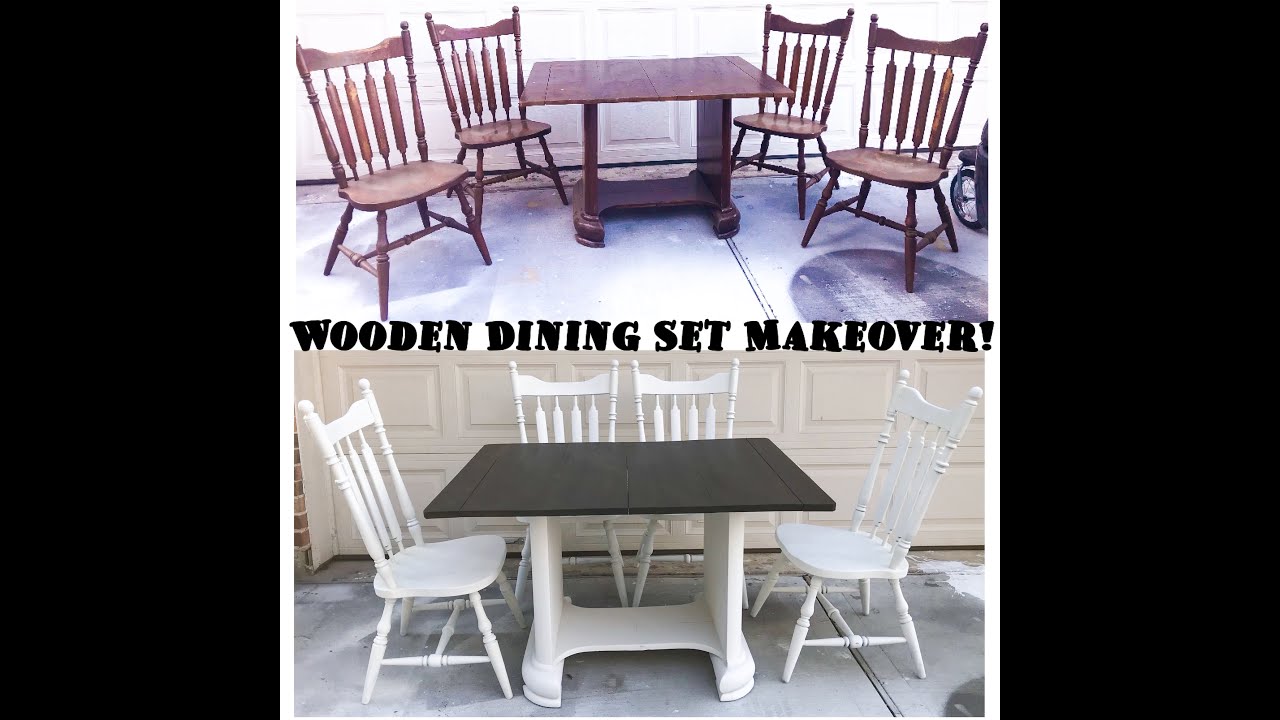 Wooden Dining Set Makeover | DIY Furniture makeover - transformation ...