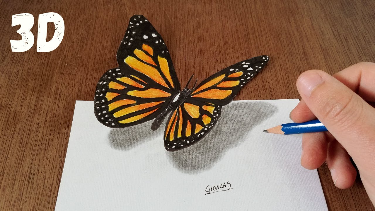 How To Draw Butterfly | 3D Art - YouTube