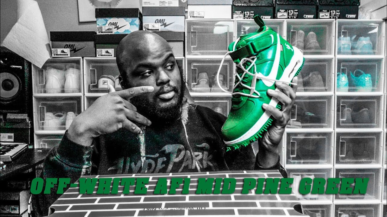 OFF WHITE AF1 MID PINE GREEN - YouTube