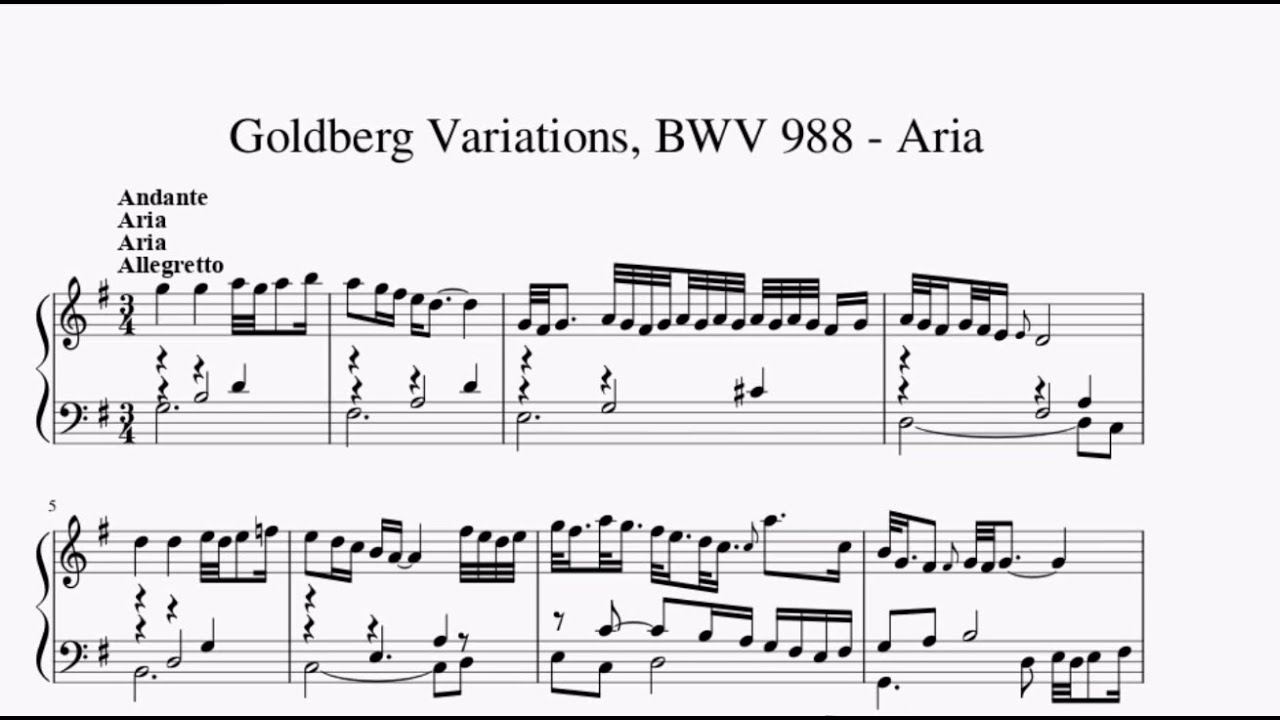 Bach - Goldberg Variations, BWV 988 - Aria - YouTube
