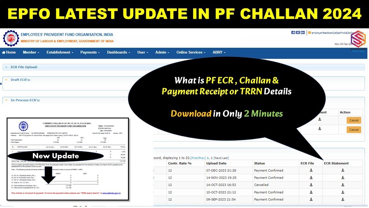 EPF Latest Update In PF Challan 2024 How To Download PF ECR Challan epf-latest-update-in-pf-challan-2024-how-to-download-pf-ecr-challan