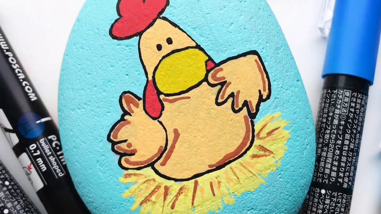 Speed Painting: Chicken Painted Rock Using Tissue Paper Image Transfer ...