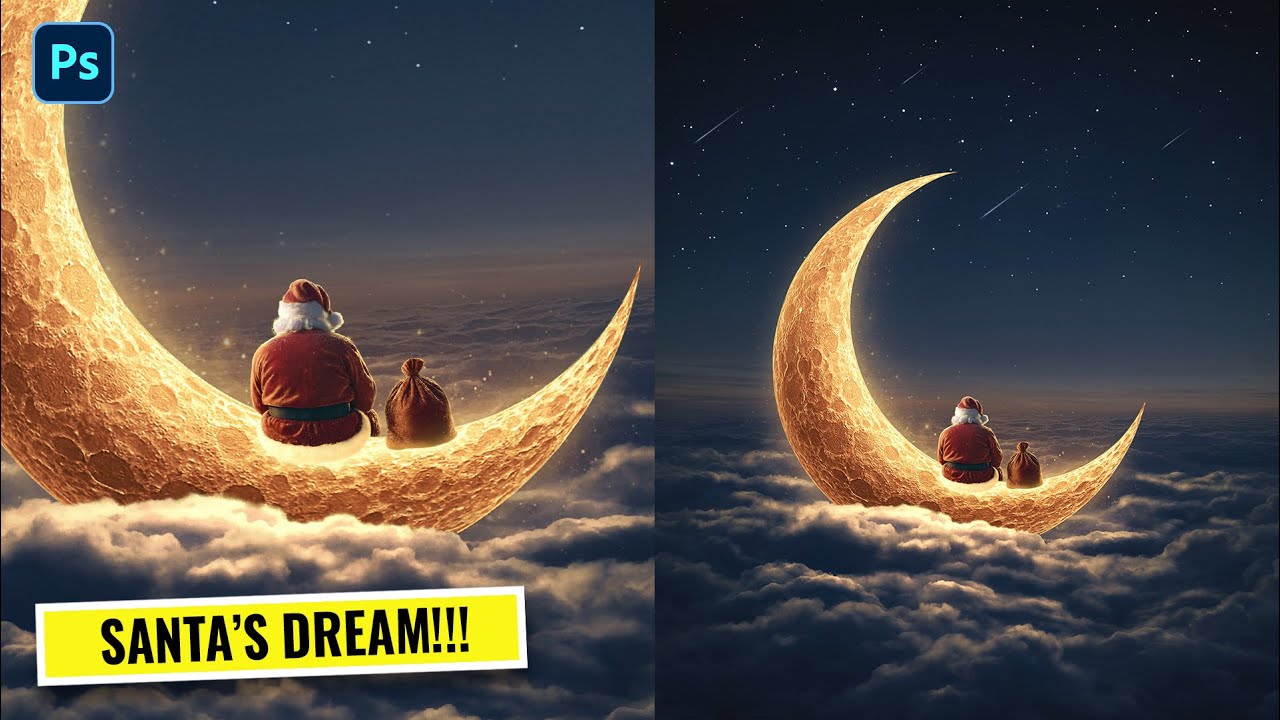 Create a Magical Santa on the Moon in Photoshop | Christmas Photo ...