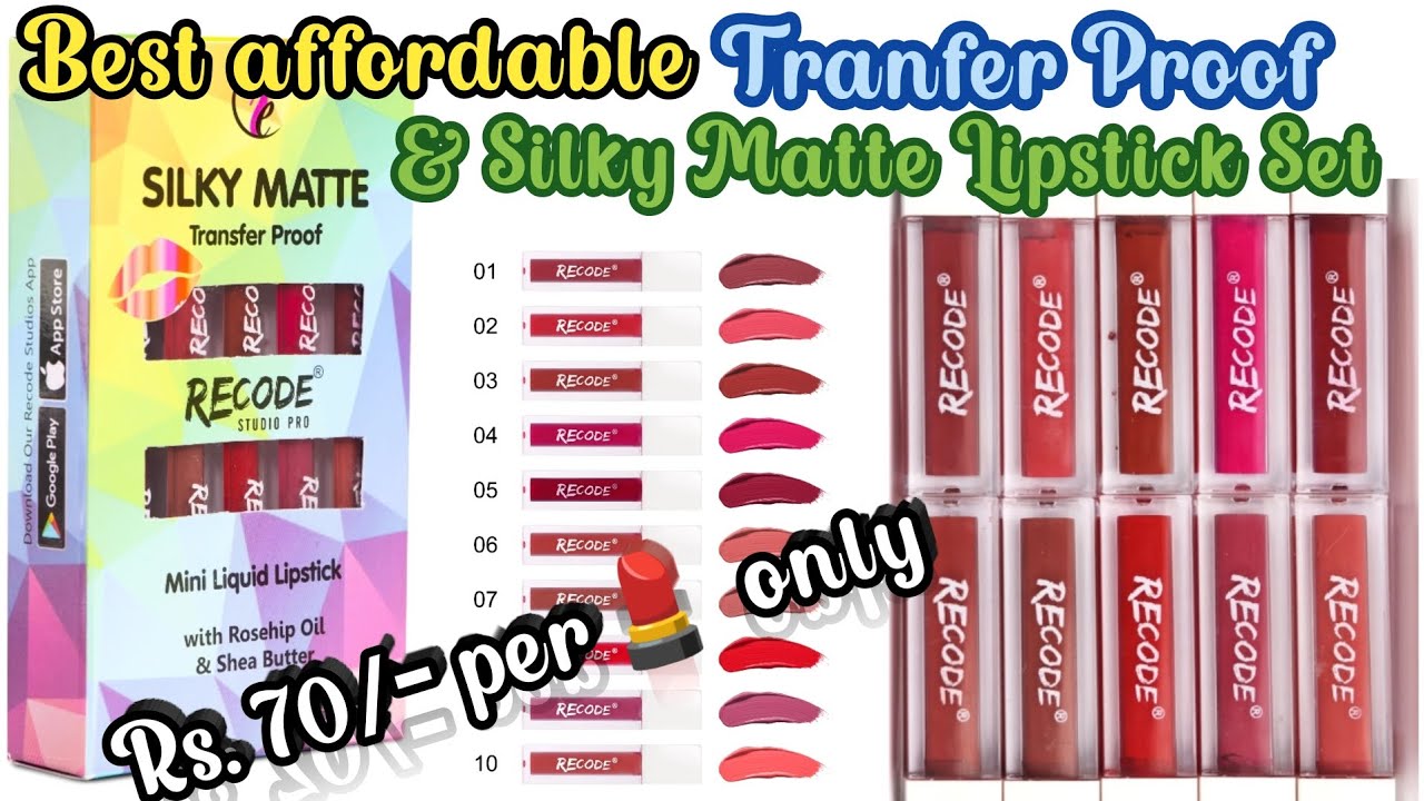 Best Affordable Transfer Proof Recode Lipsticks 💄Set of 10 beautiful ...
