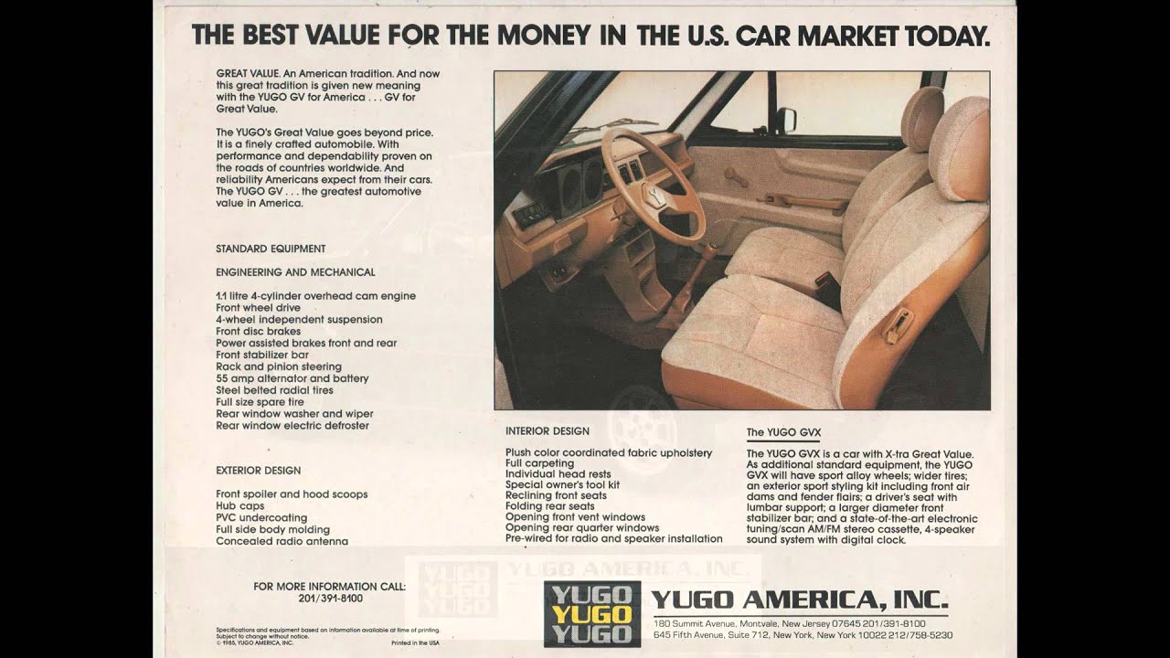 1985 & 1986 Yugo America Sales Brochures - YouTube