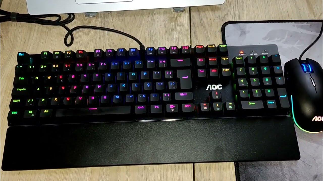 Umboxing teclado AOC GK500, rgb, primeira vez usando teclado mecânico. - YouTube