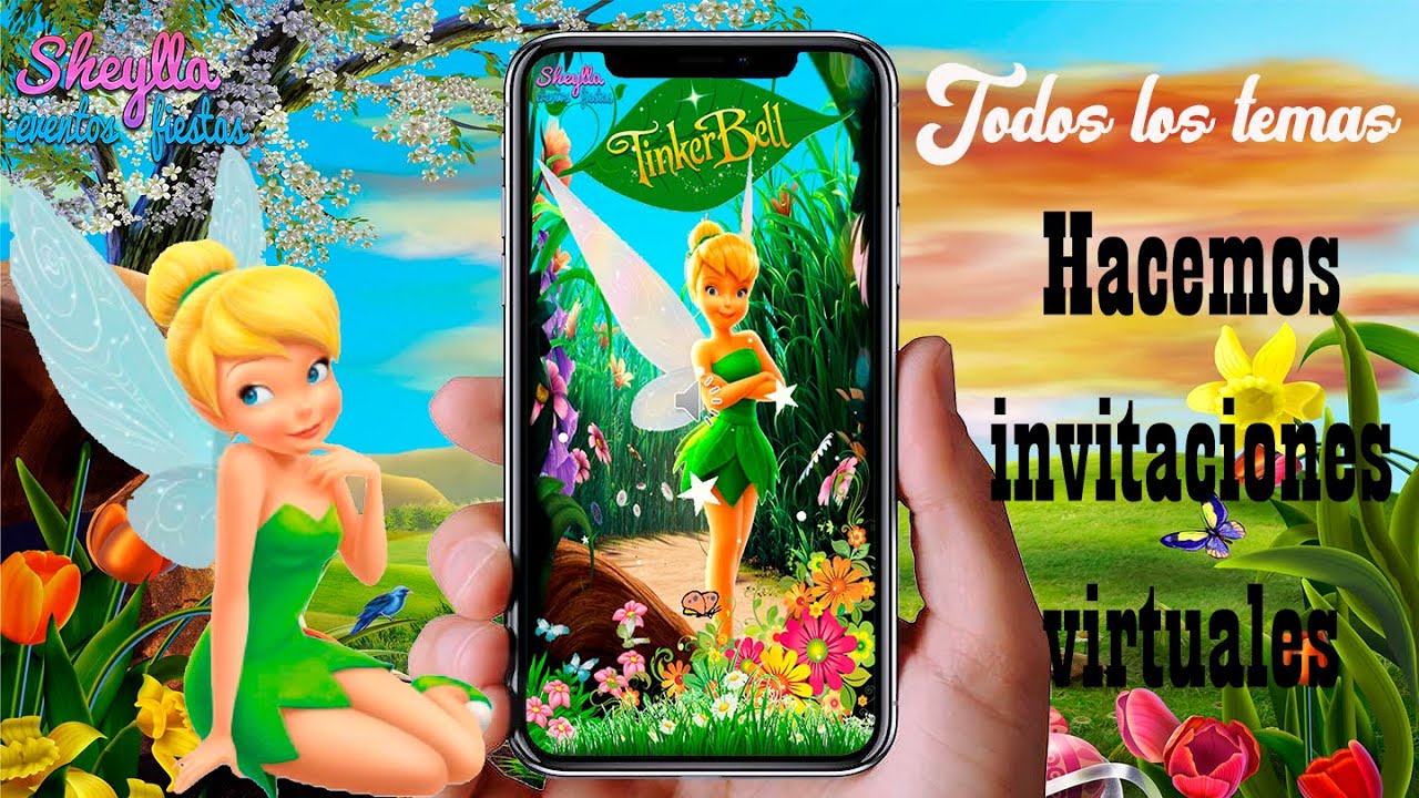 Invitación de Tinkerbell, invitación virtual para niñas, campanita ...