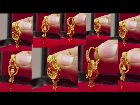 22k gold V shape bali earrings designs with weight and price || latest ...