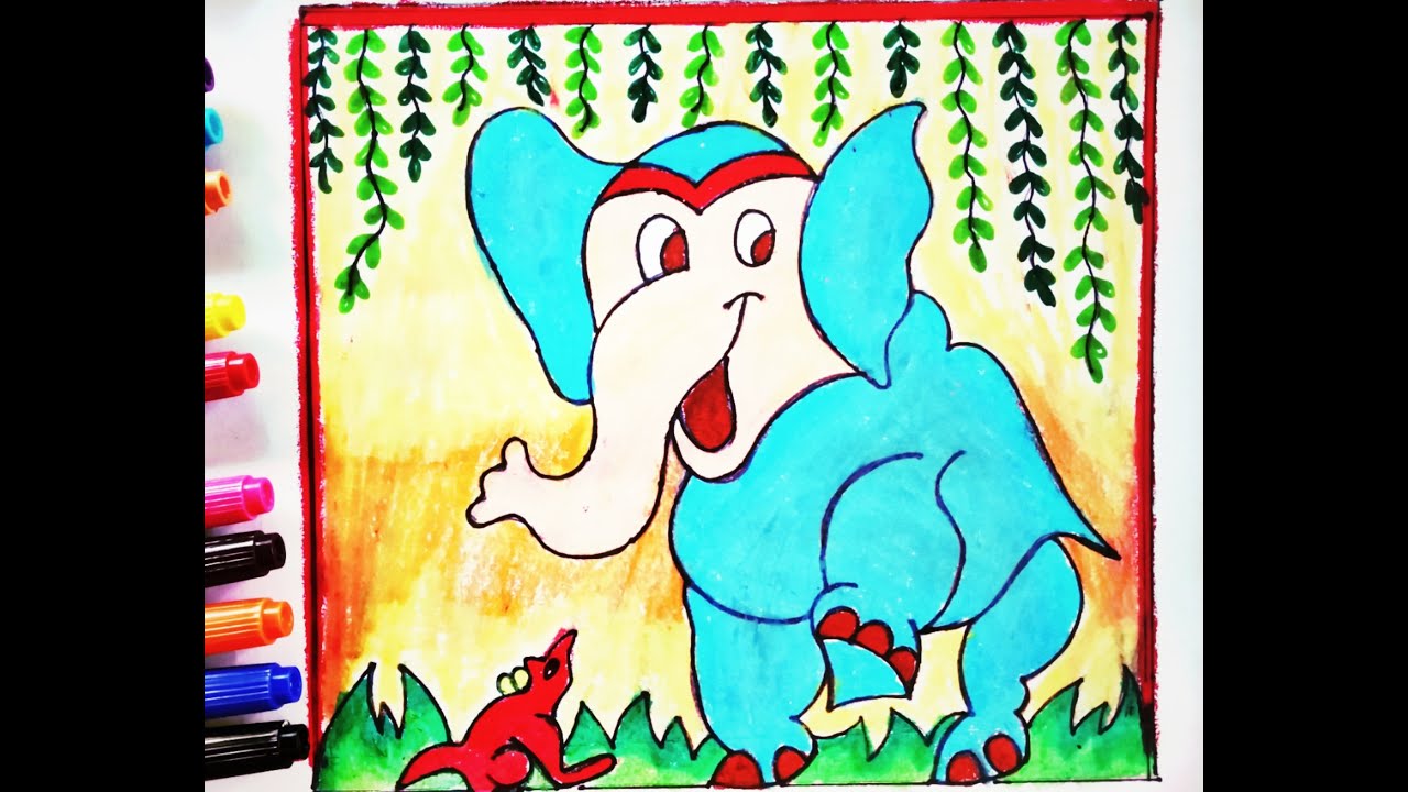 🐘🐘 हाथी - how to draw elephant | cute hathi kaise banaye | colourful ...