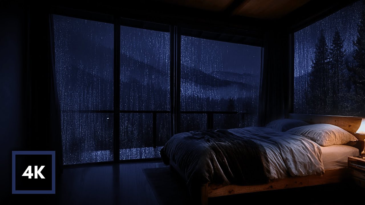 Heavy Rain on Window to Sleep Fast - Cozy Bedroom with Rain Sounds ...