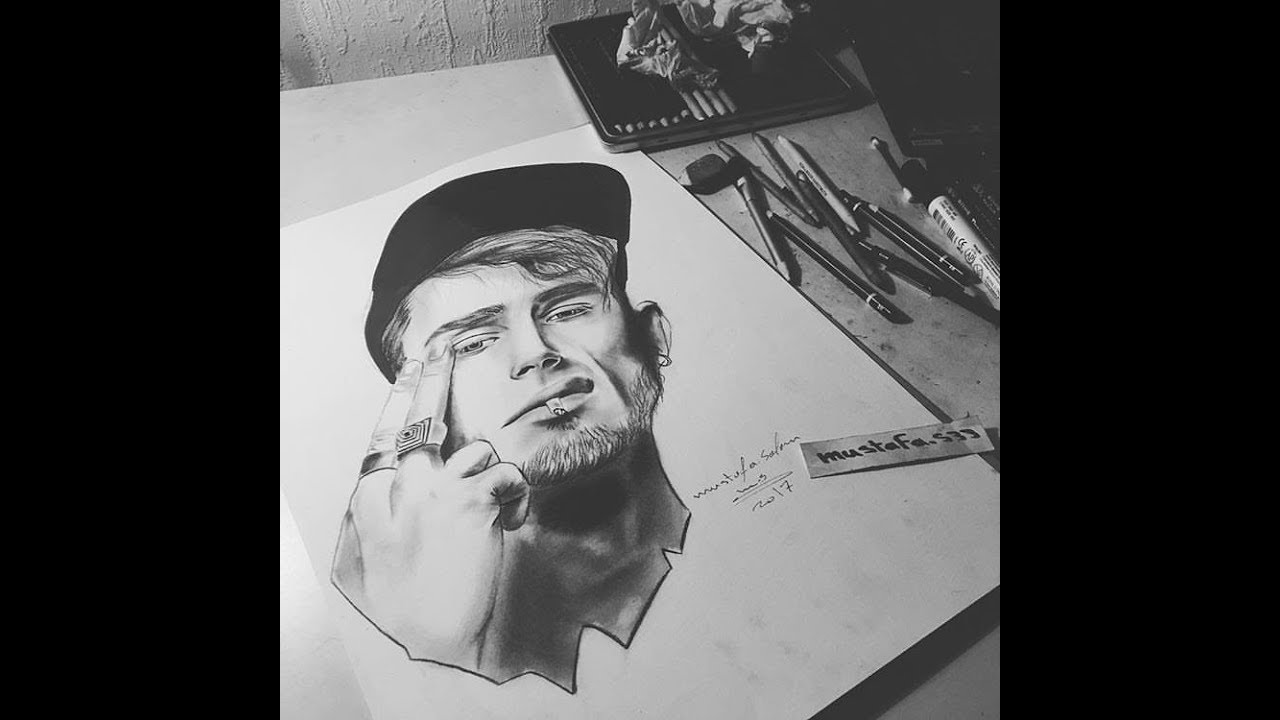 drawing mgk -machine gun kelly- - YouTube
