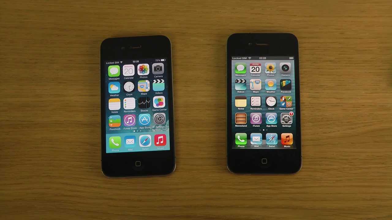iPhone 4 iOS 7.1 Beta vs. iPhone 4 iOS 6.1 - Which Is Faster? - YouTube