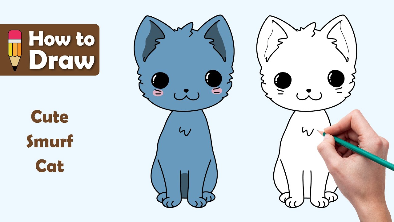 🐾 How to Draw a Cute Smurf Cat! ️ #SmurfCat #DrawingTutorial #CuteArt ...