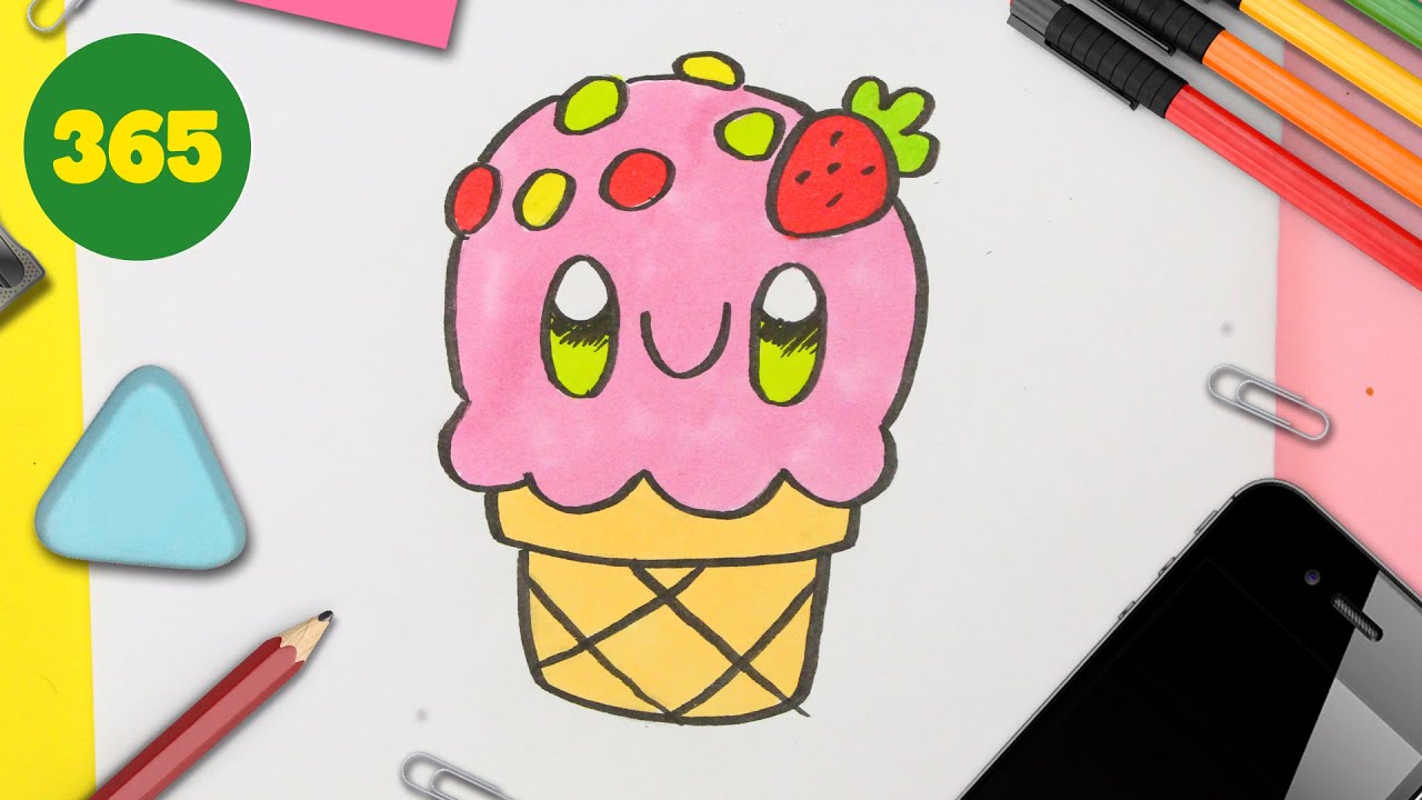 Comment Dessiner une Glace Kawaii 🍦 Tutoriel Facile Étape par Étape ...
