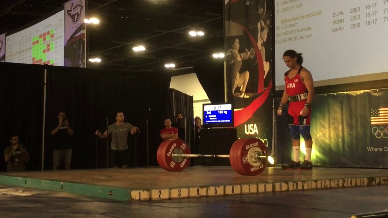 Harrison Maurus 185 clean and jerk slow motion 2017 Youth Nats ATL ...