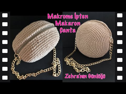Makrome İpten Makaron Çanta Yapımı - Makrome İpten Çanta Modelleri - Kolay Yuvarlak Çanta Yapımı