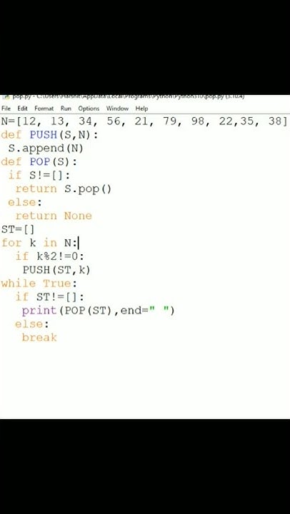 Program to display ,pop and traverse from Stack in Python user-defined functions #shorts - YouTube