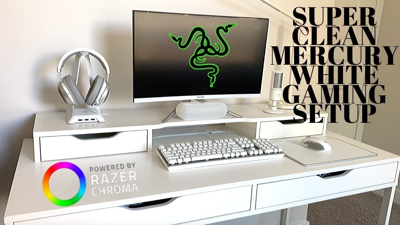 Super Clean Razer Mercury White Gaming Setup Tour 2019 - YouTube