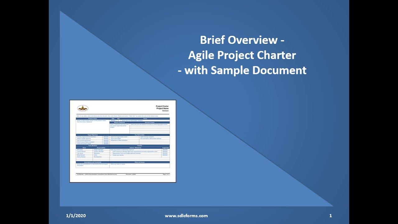 SDLCforms Agile Project Charter - YouTube