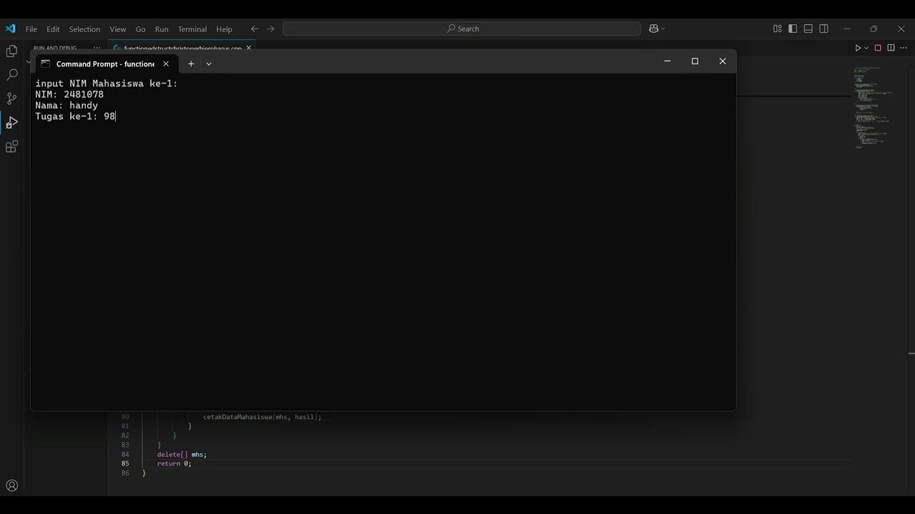 Tugas Alpro Functioned Struct - Data Mahasiswa - YouTube