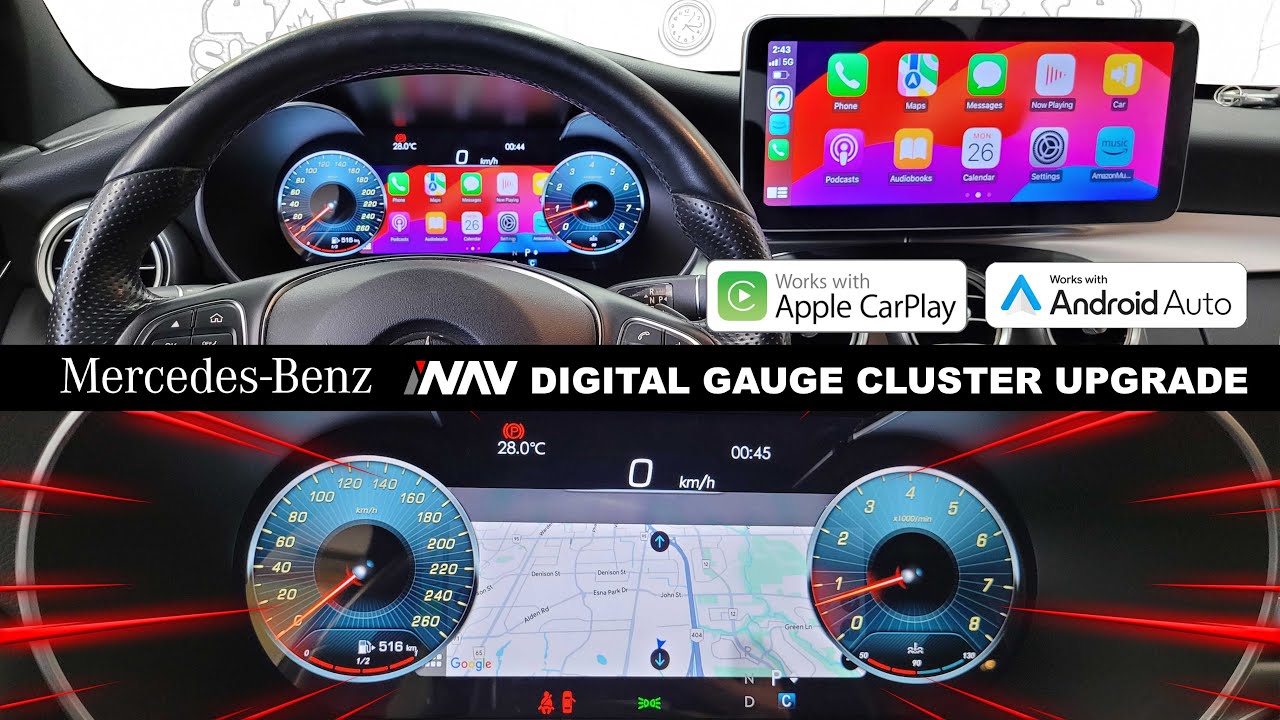 INAV Digital Gauge Cluster Dashboard Review on Mercedes Benz C Class ...