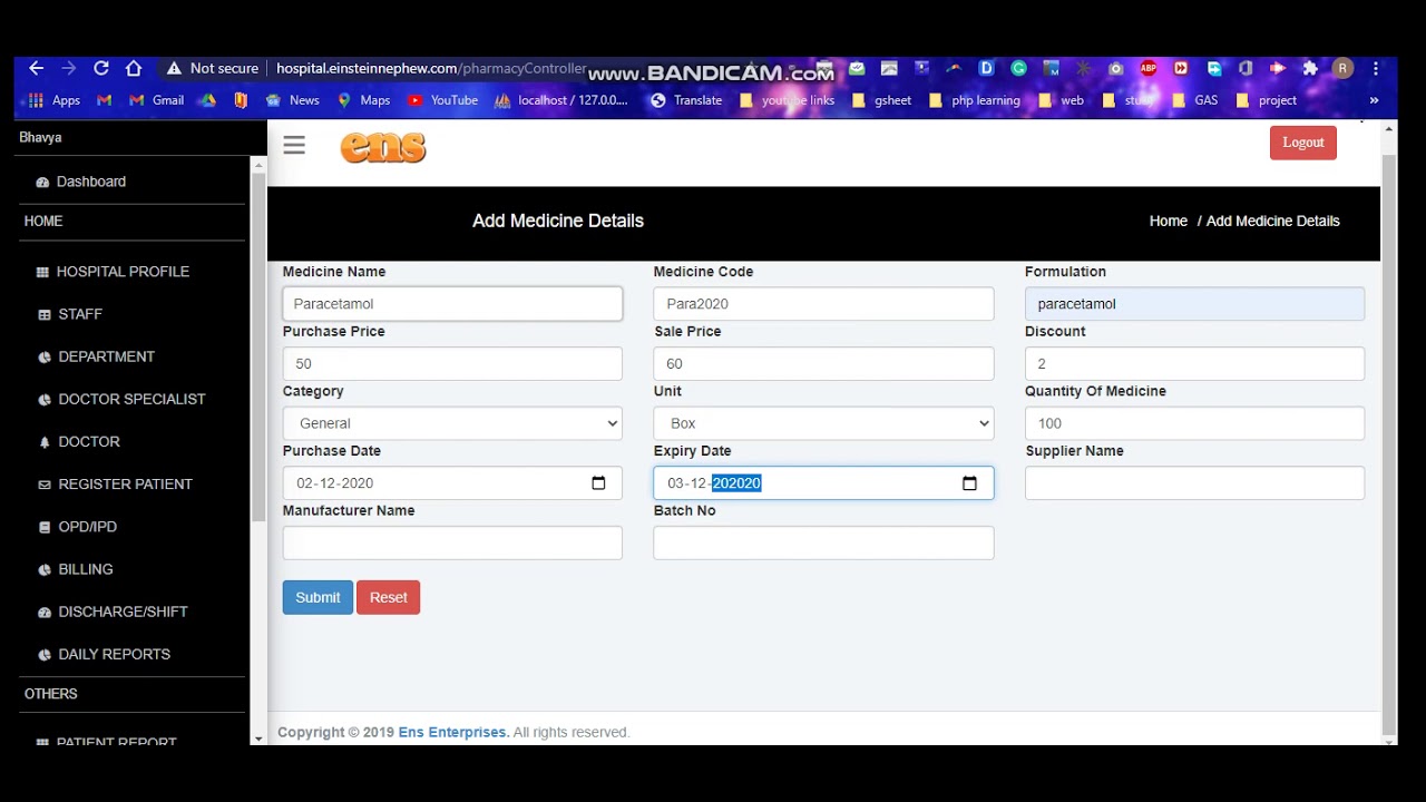 Hospital Management System : Admin Access : Pharmacy - YouTube
