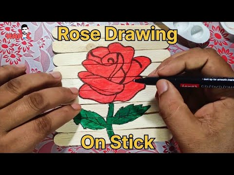 Rose Drawing on sticks #rosedrawing #easyart #viralart - YouTube